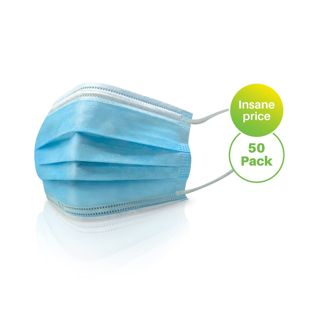 Disposable Face Mask 3Ply 50 Pack | Central Cleaning Supplies