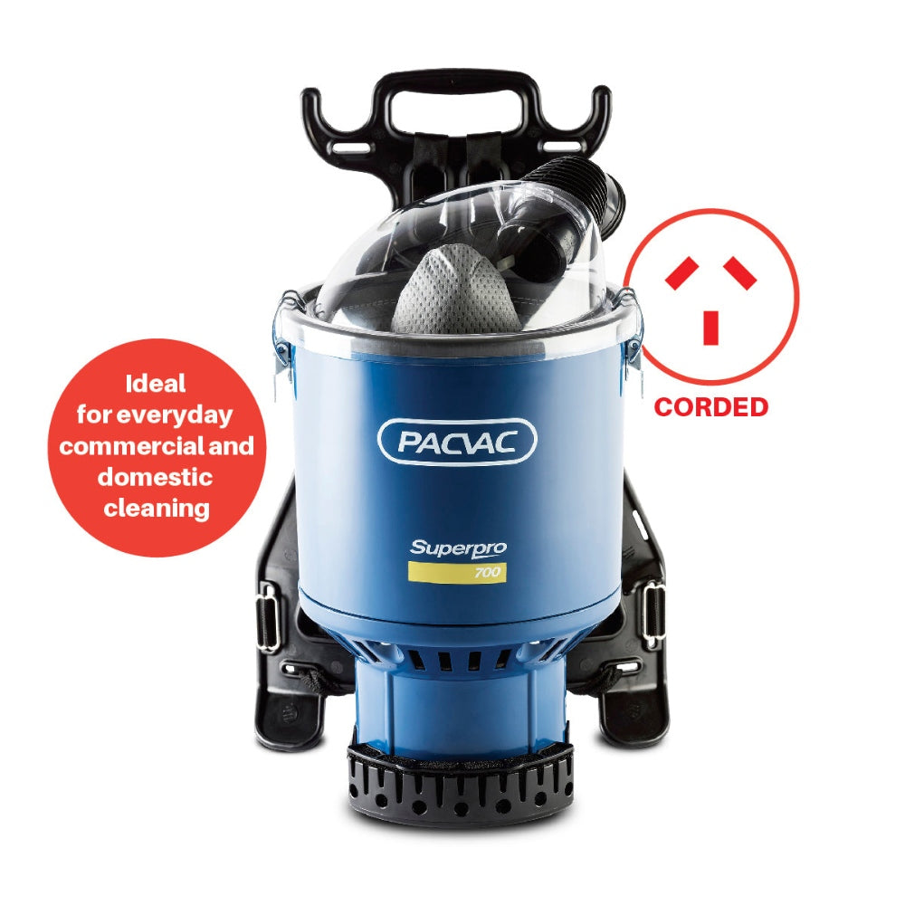 PacVac Superpro 700 Backpack Vacuum Cleaner | Central Cleaning Supplies